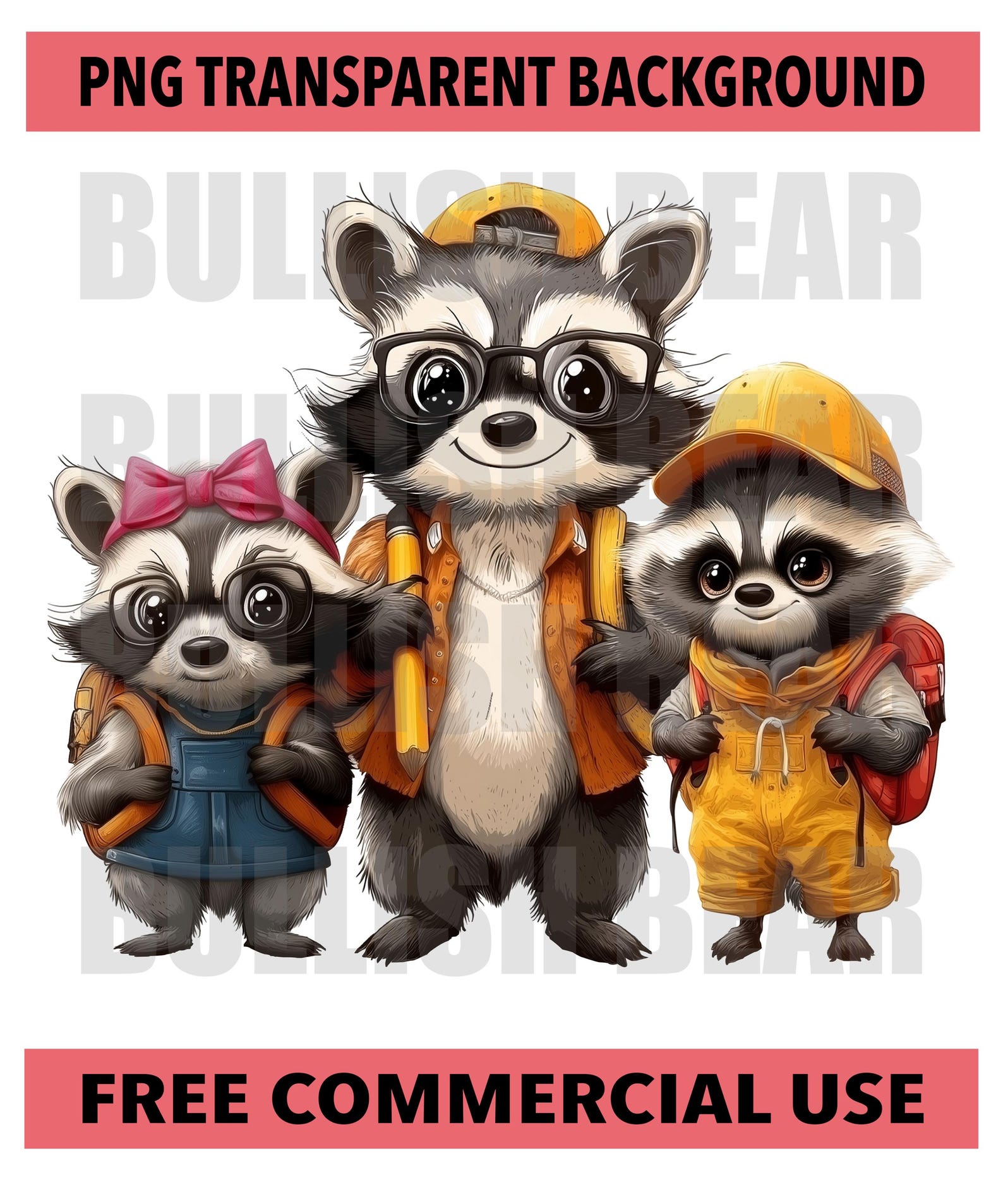 Cute Back to School Raccoon PNG, Raccoon Back to School Clipart ...