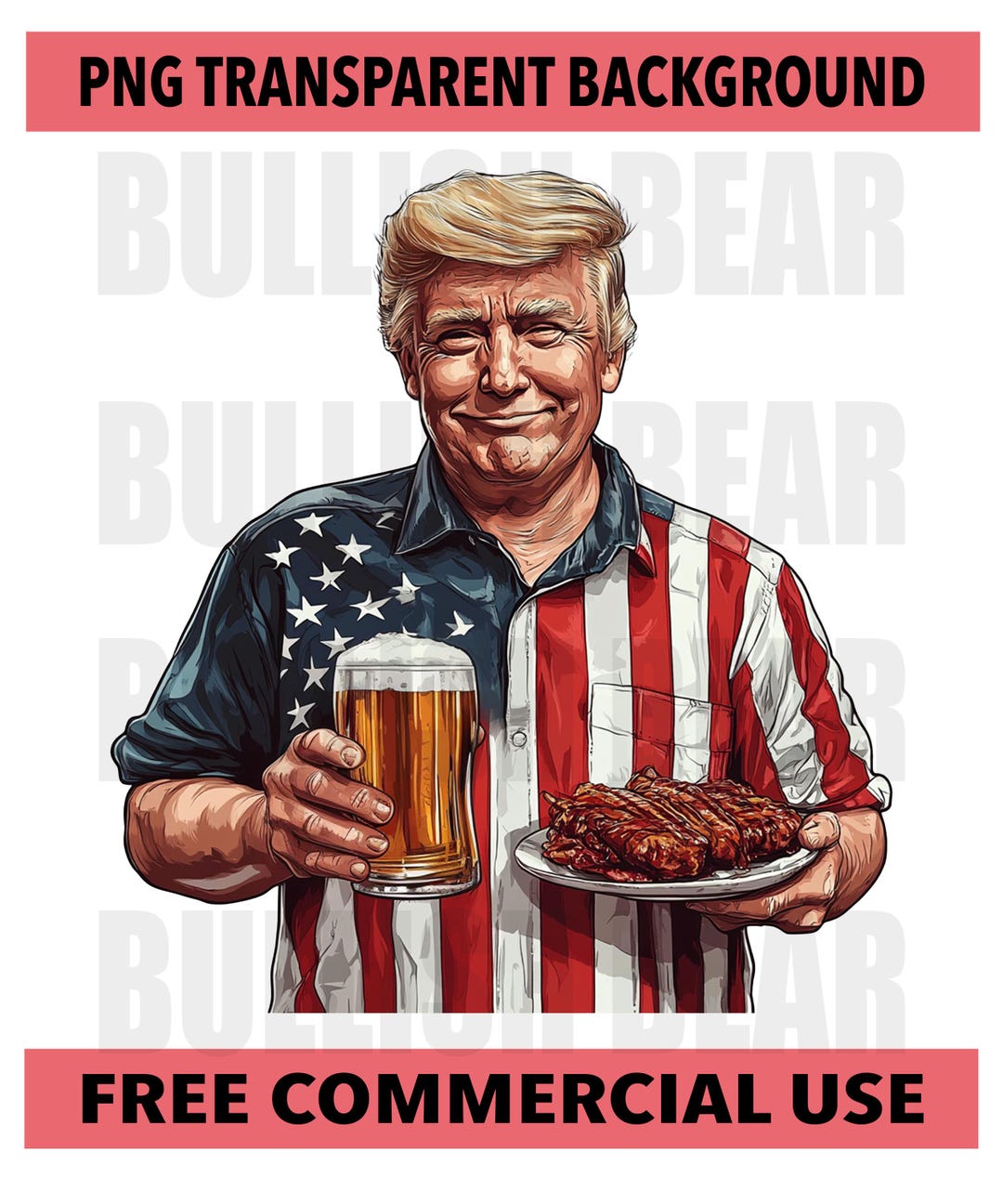Funny Trump BBQ Png, Trump BBQ and Beer Clipart, Funny BBQ Digital ...