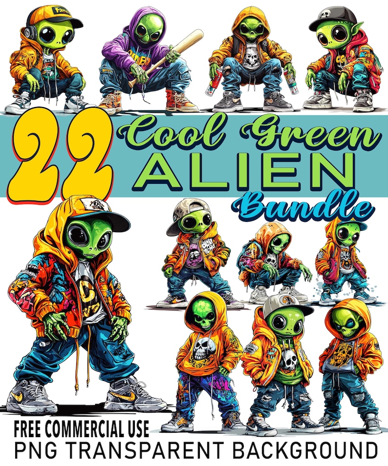 Cool Graffiti Alien Art Digital Download, PNG Transparent Background ...