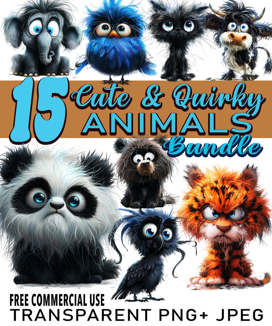 Cute Weird Quirky Animals Digital Download, Animals PNG Transparent ...
