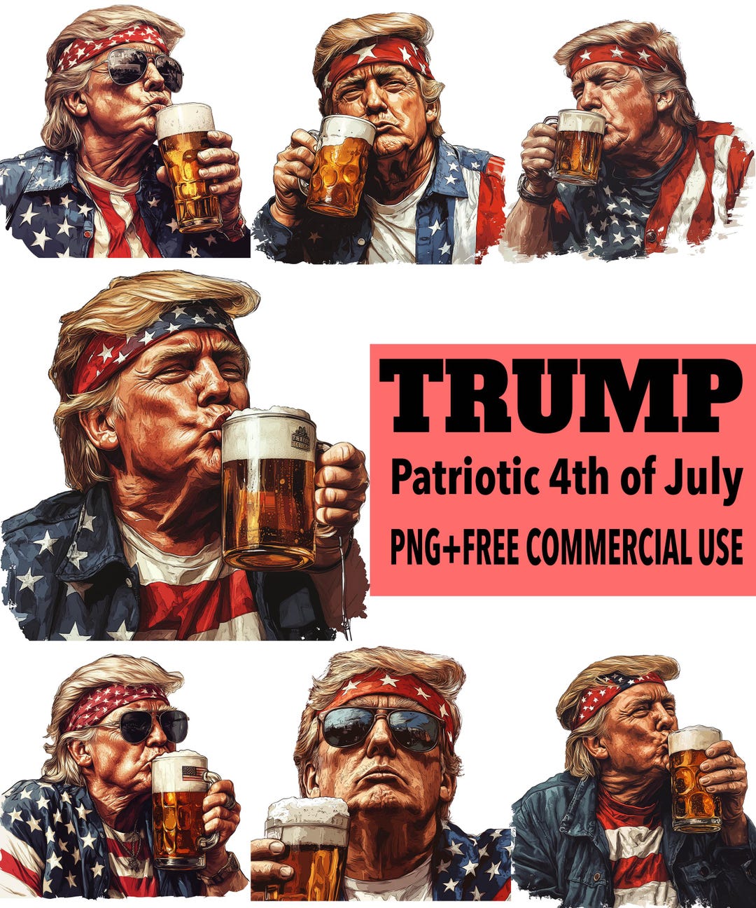 Patriotic Trump Beer PNG, Funny Trump Kissing, Drinking, Holding Beer ...