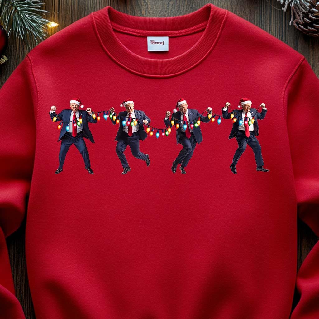 Cute Trump Dancing Christmas PNG, Trump Dancing With Christmas Lights ...