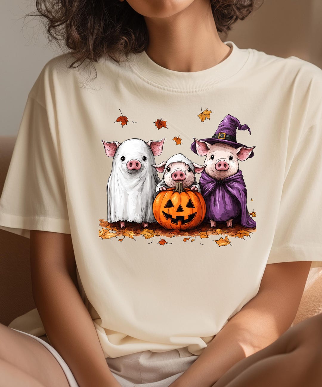 Retro Fall Pig PNG, Cute Pig Halloween Costume Design, Funn Halloween ...