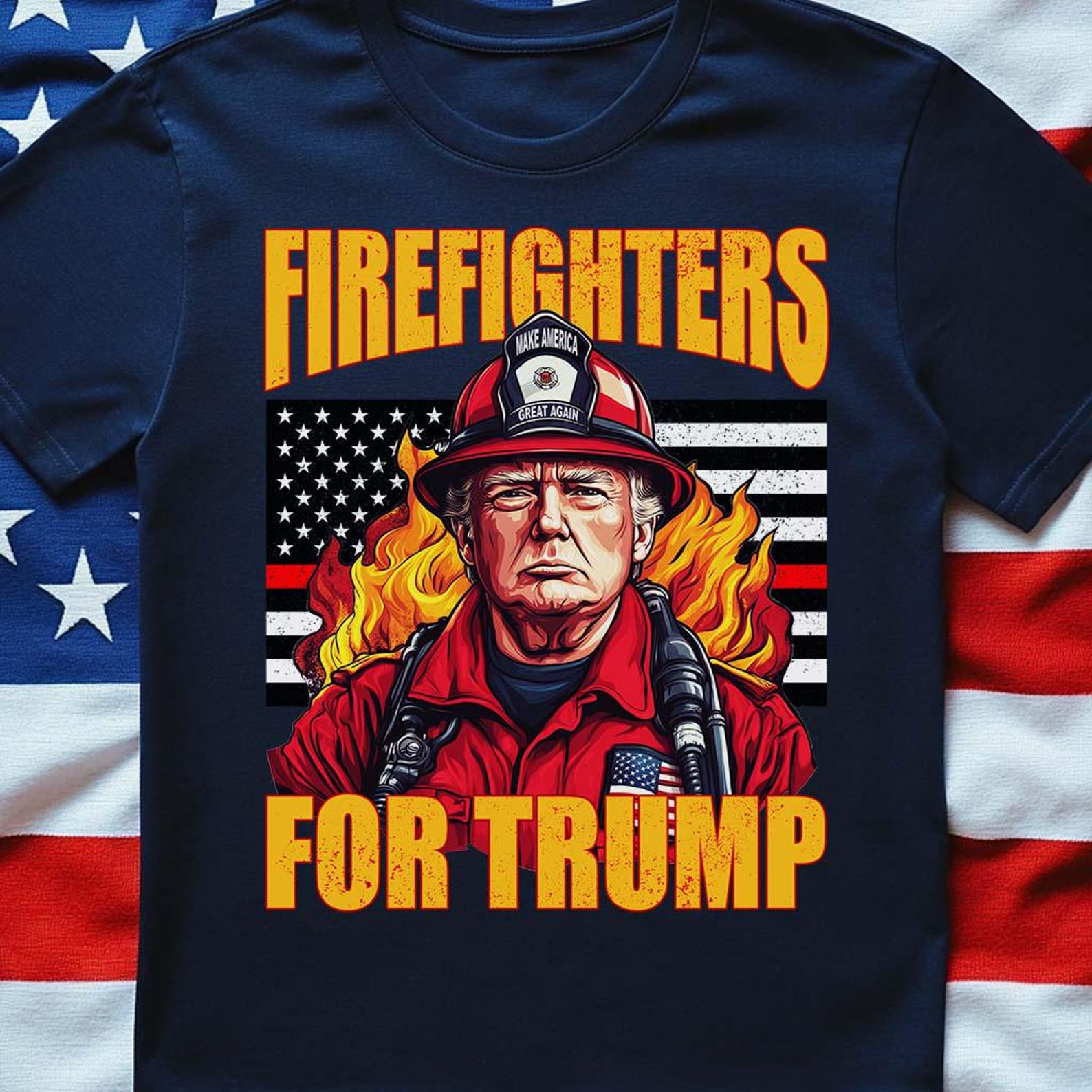 Thin Red Line Firefighters for Trump PNG, Firefighter Trump Digital ...