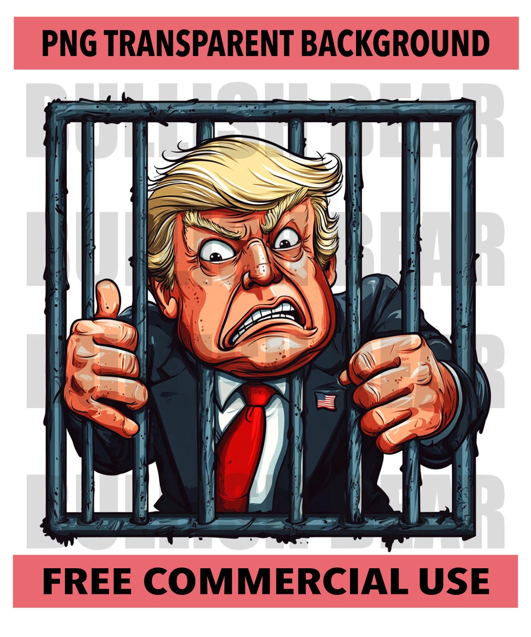 Trump Behind Jail Bars PNG, Funny Trump Inside Prison Digital Download ...
