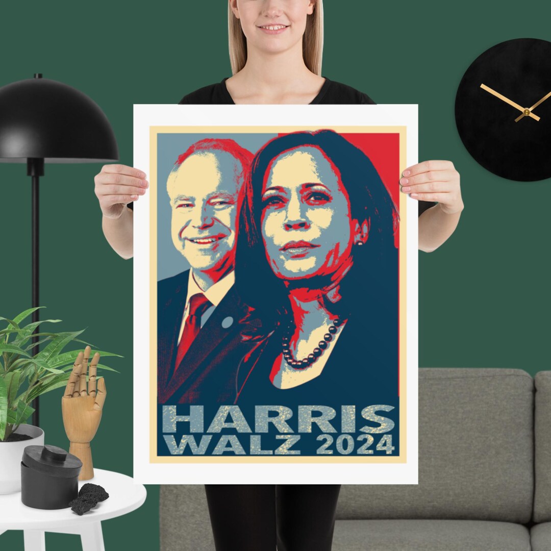 Kamala Harris Tim Walz 2024 Poster, Harri Wall 2024 US Election ...