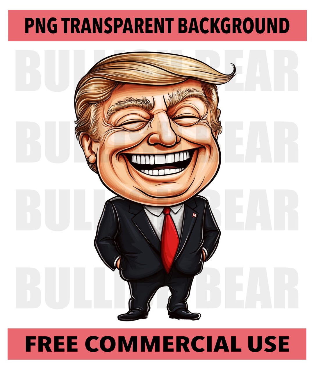Happy Trump Cartoon PNG Digital Download, Funny Trump Clipart ...