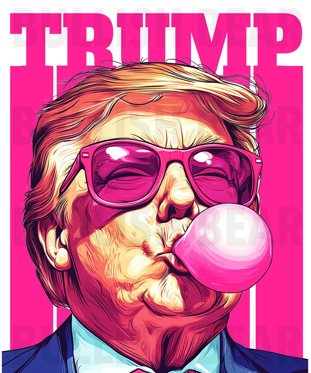 Cool Donald Trump Blowing Bubble PNG, Bubblegum Trump Digital Download ...