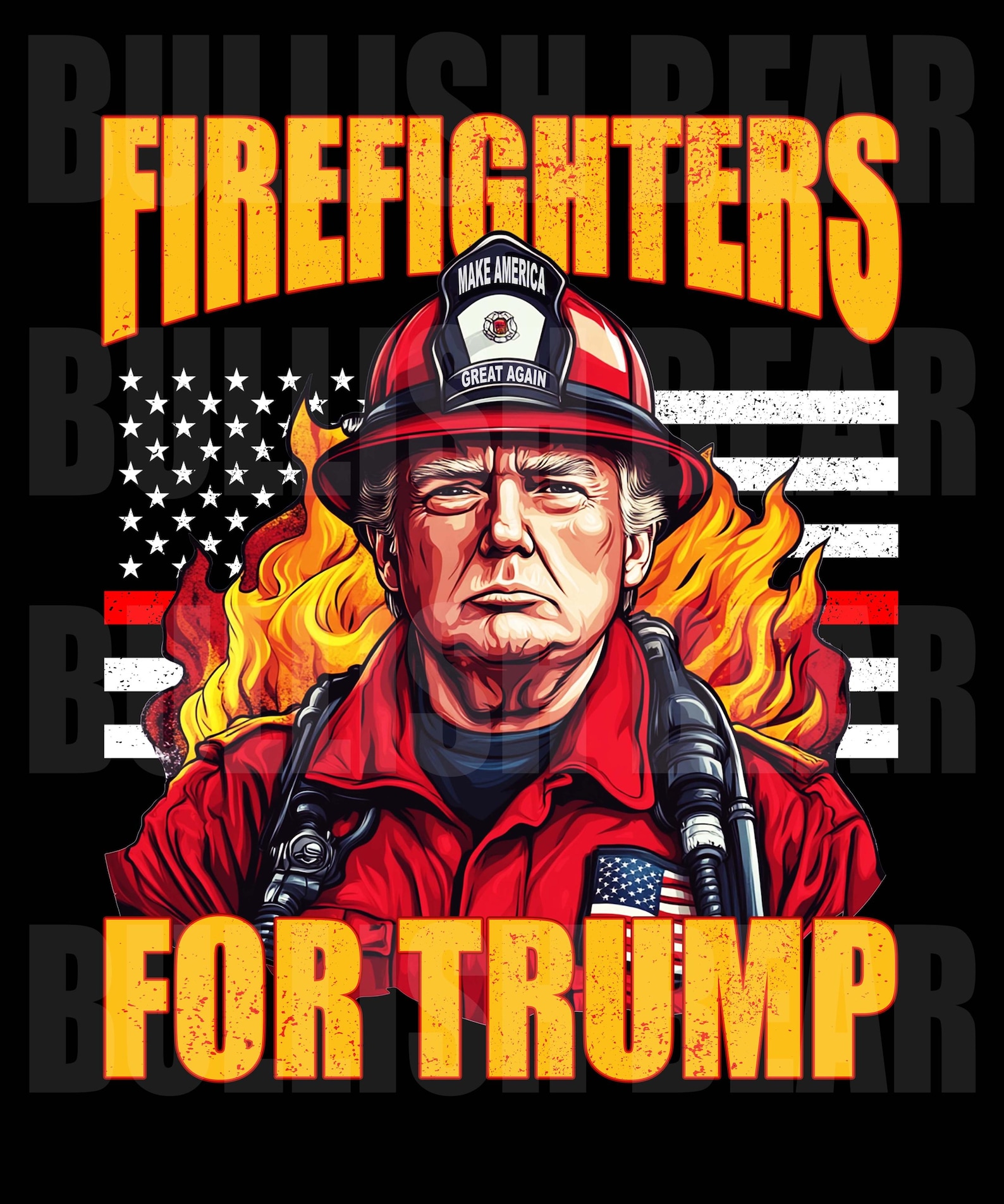 Thin Red Line Firefighters for Trump PNG, Firefighter Trump Digital ...