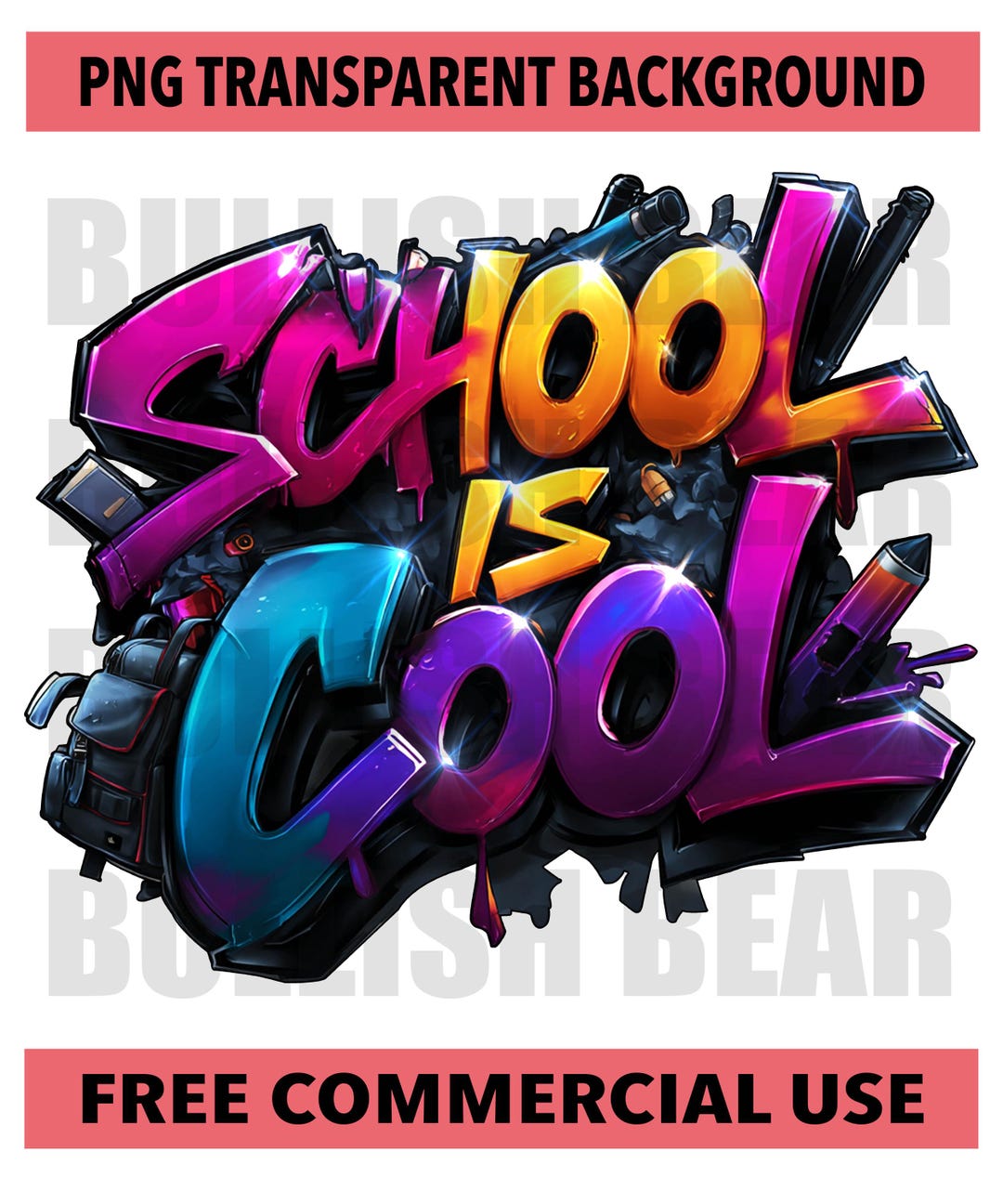 School is Cool PNG, Colorful Back to School Clip Art, Inspiring Quotes ...
