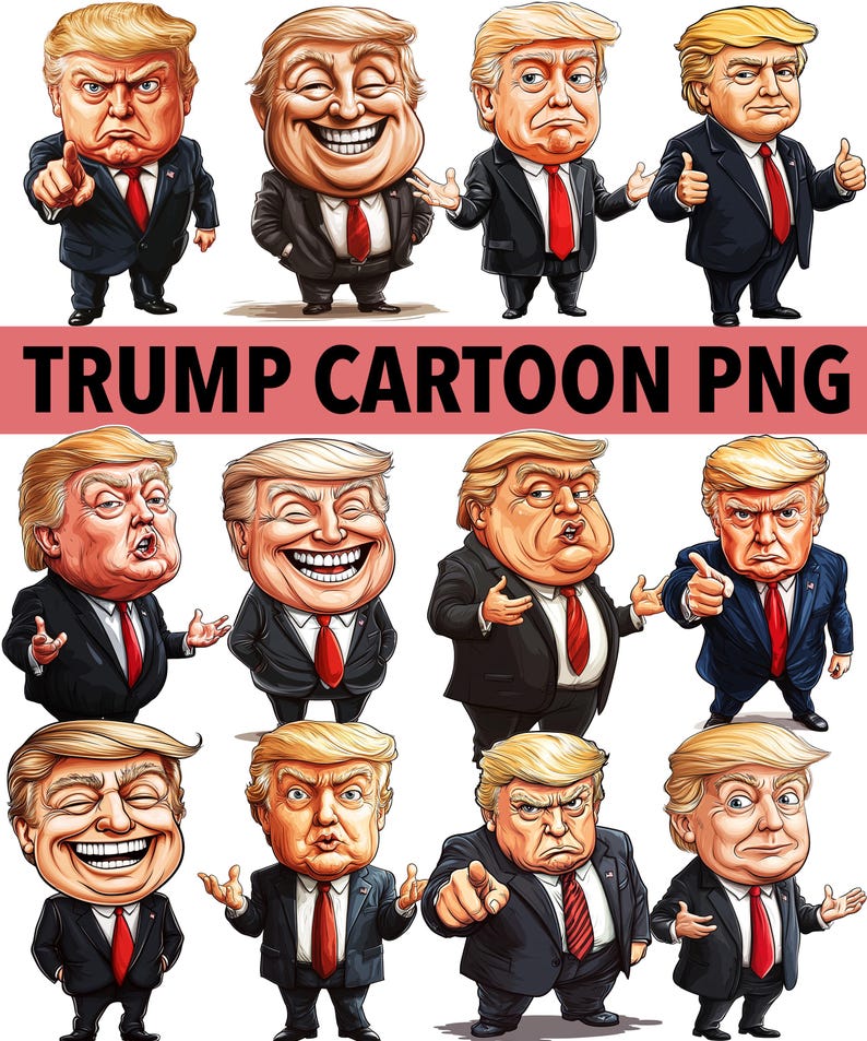 Funny Trump Cartoon PNG Digital Download, Comical Trump Clipart ...