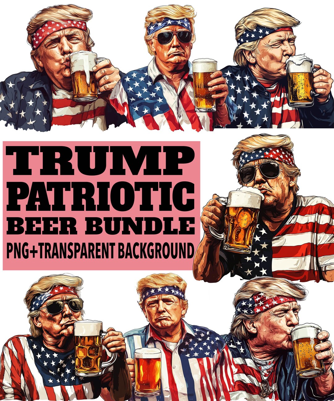 Patriotic Trump Beer PNG, Trump USA Flag Design, Funny 4th of July ...
