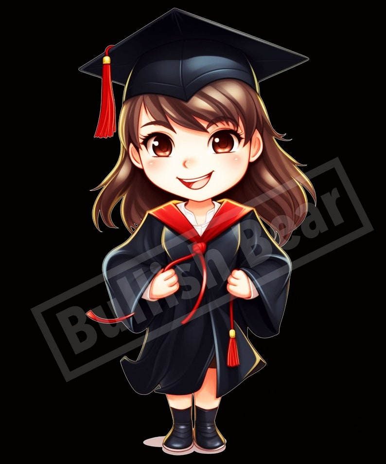 Cute Chibi Graduates Digital Download, PNG File Trasparent Background ...