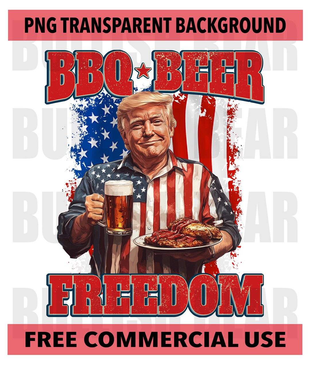 BBQ Beer Freedom PNG Digital Download, President Trump 4th of July Png ...