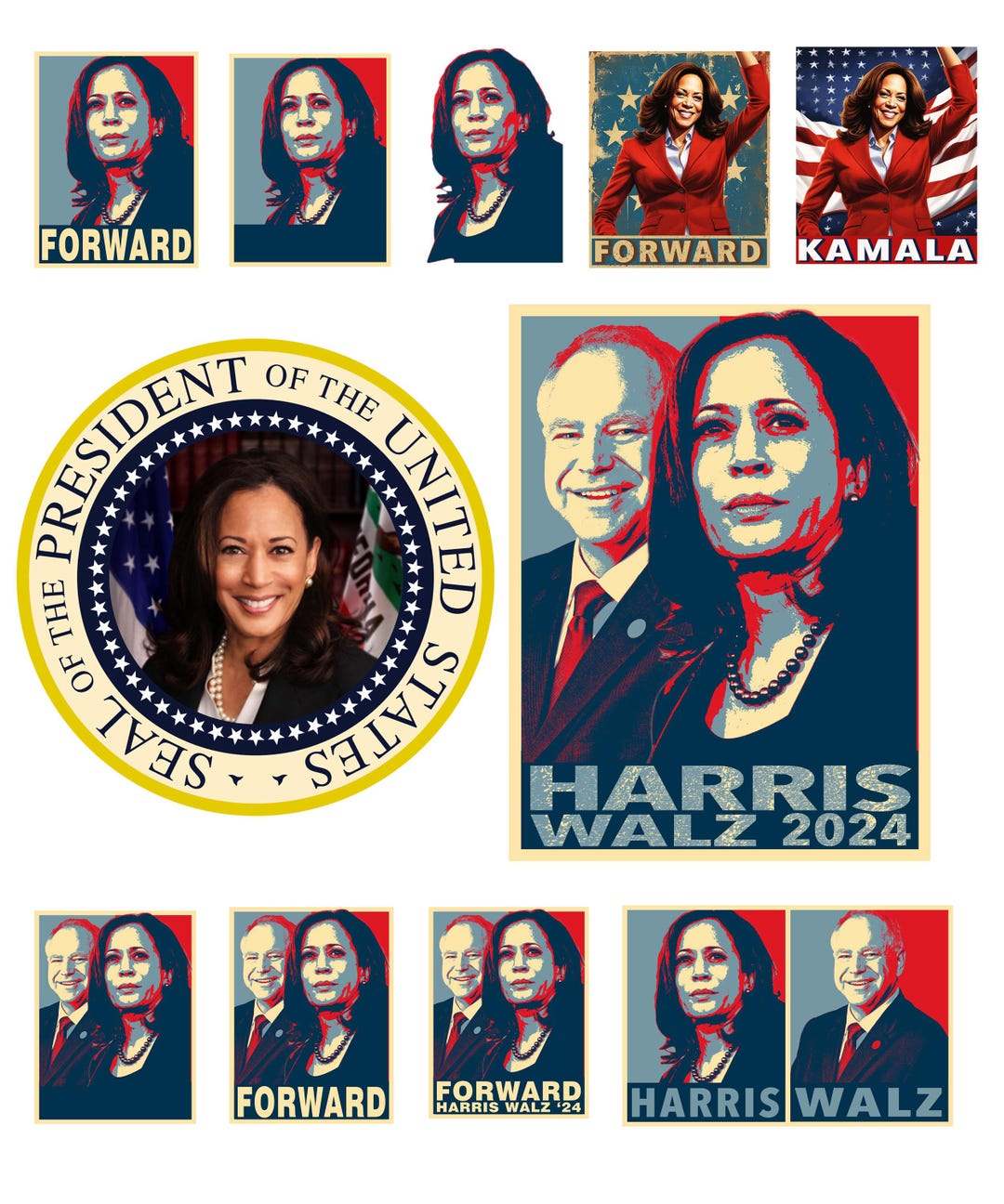 Kamala Harris Bundle Digital Download, PNG Transparent Background, Hope ...