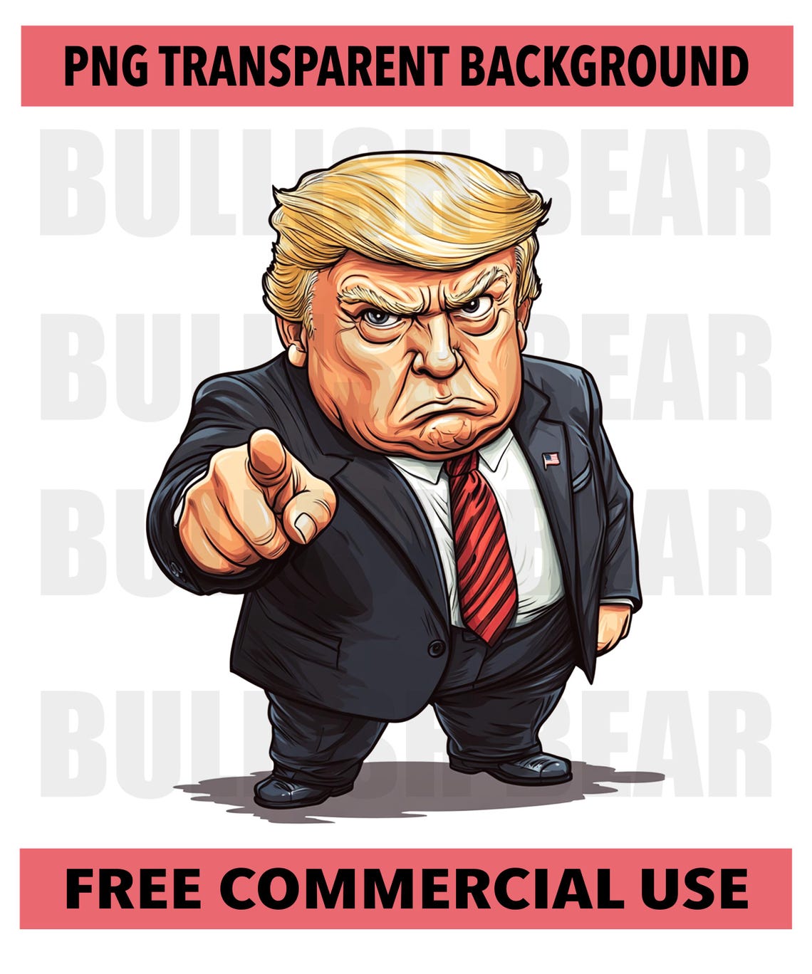 Angry Trump Cartoon PNG Digital Download, Trump Pointing Finger Clipart ...