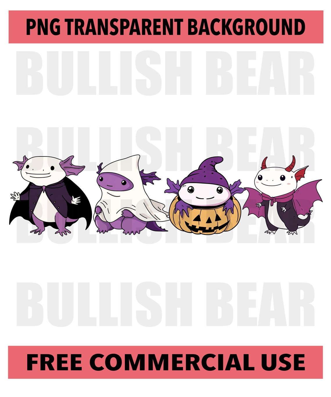 Funny Cute and Simple Axolotl in Halloween Costumes PNG, Halloween ...