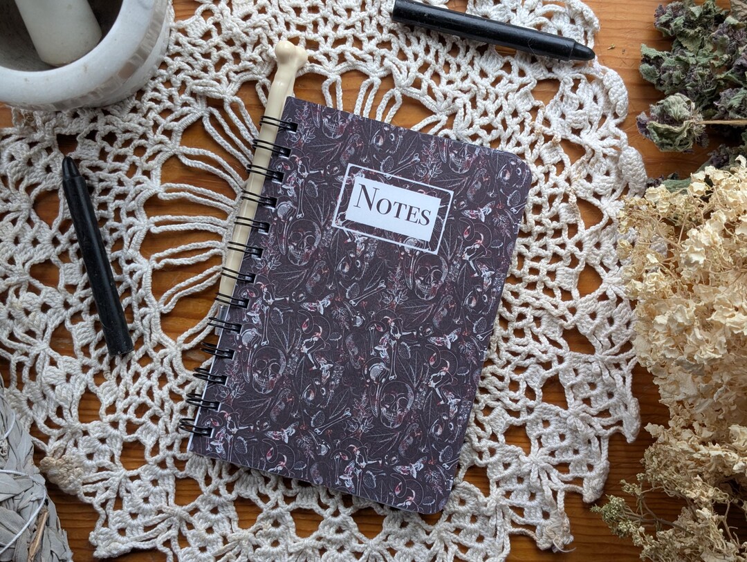 Handmade Witchy Notebook - Gothic Skull Journal, Planner, Grimoire ...