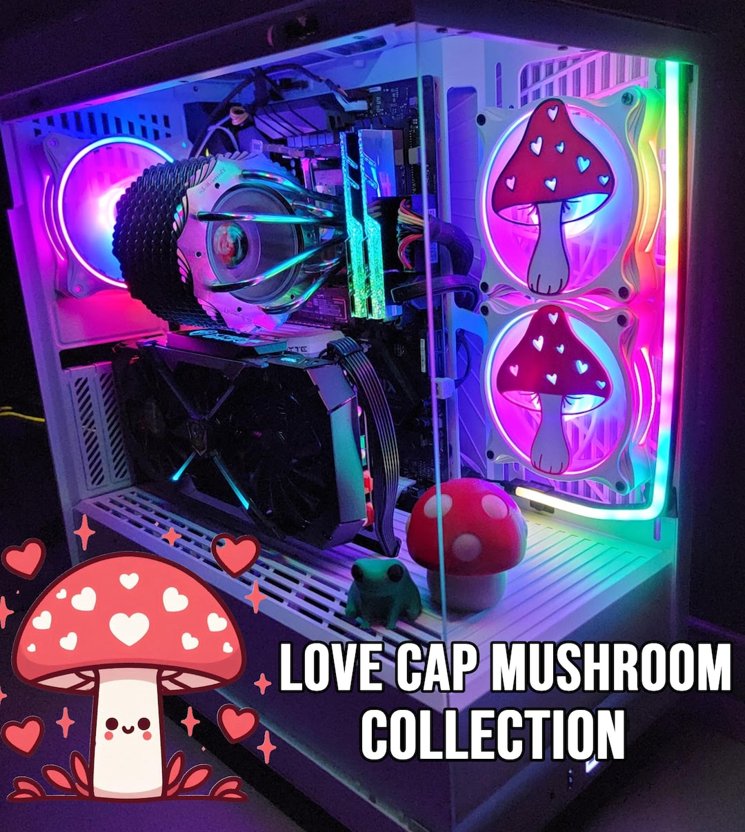 Love Cap Mushroom PC Fan Grill - Multi Color - Gaming Computer Fan ...