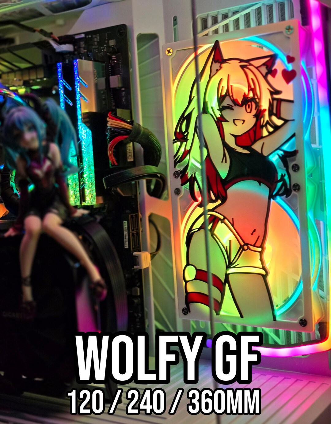 Wolfy Gf Collection - Tri Color Artisan Gaming Computer Fan Shroud / Grill / Cover - Sakurai ...