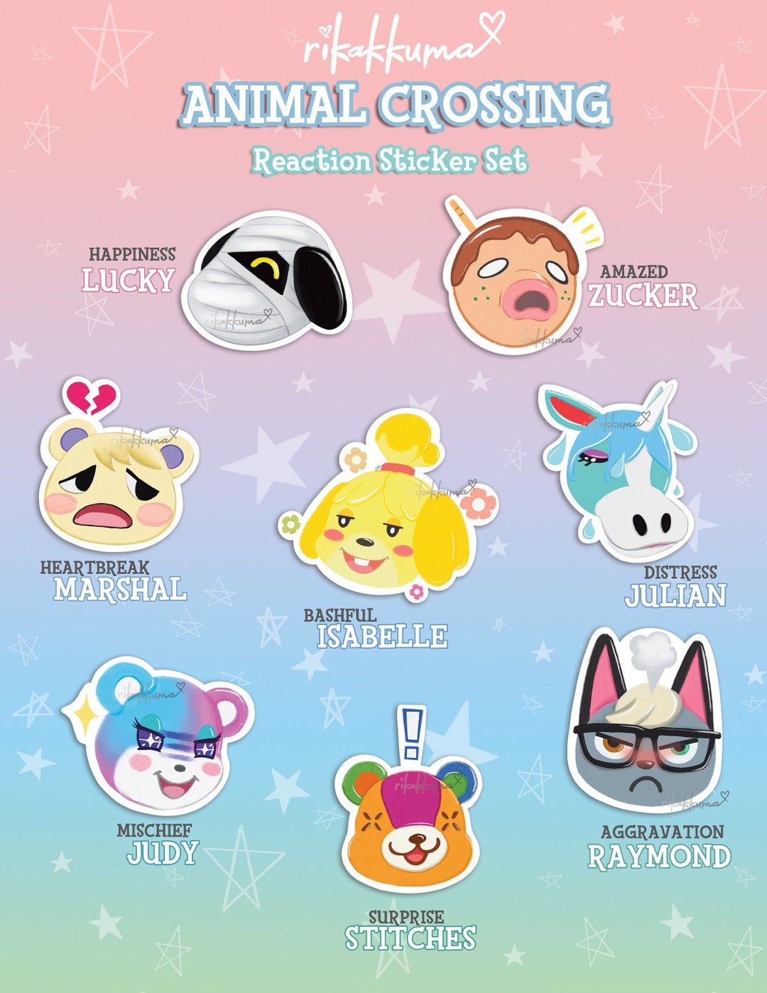 Animal Crossing Sticker Set 8 Pieces Die Cut Raymond Judy - Etsy