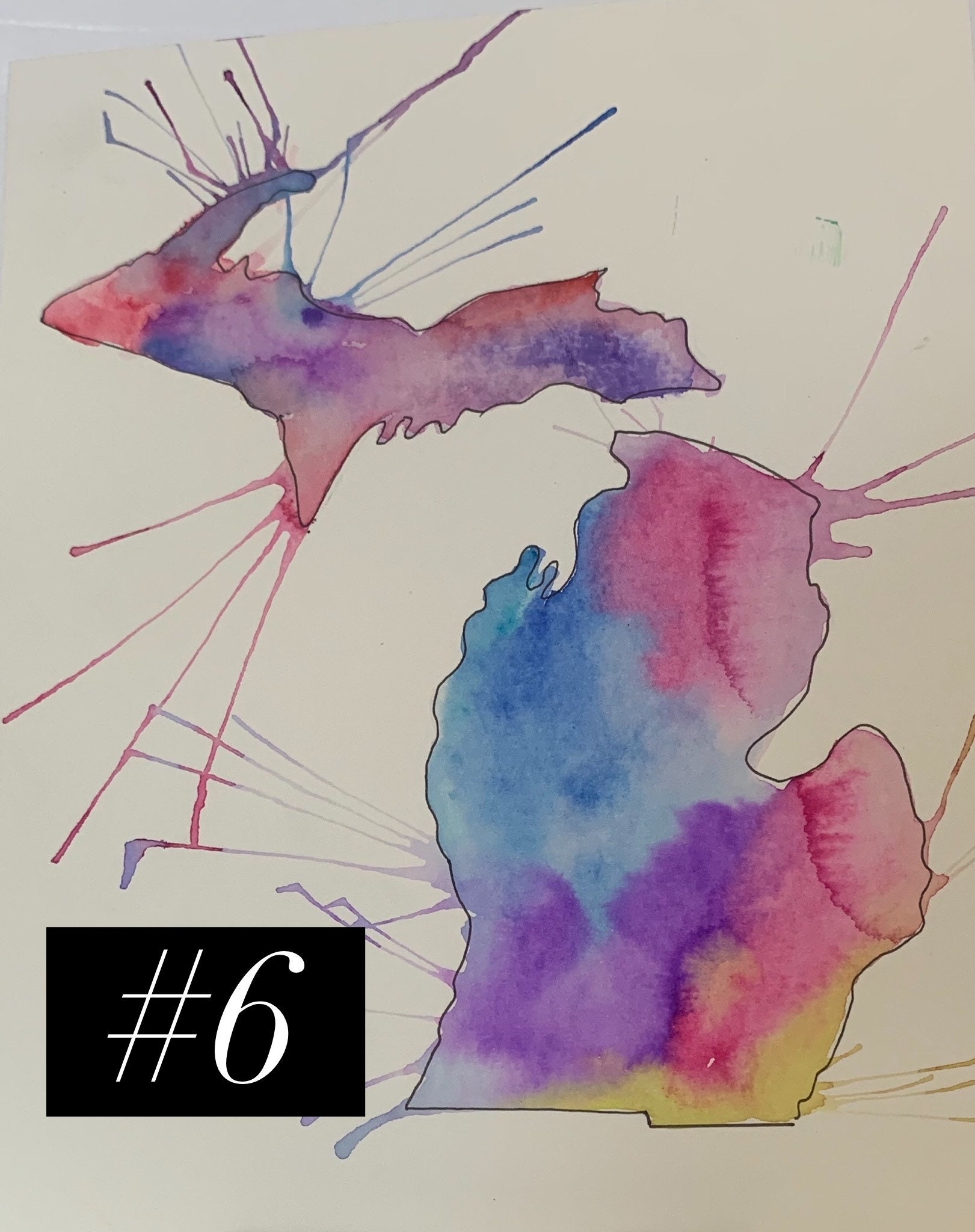 Michigan Map Watercolor Michigan Map Free Form Michigan Map - Etsy