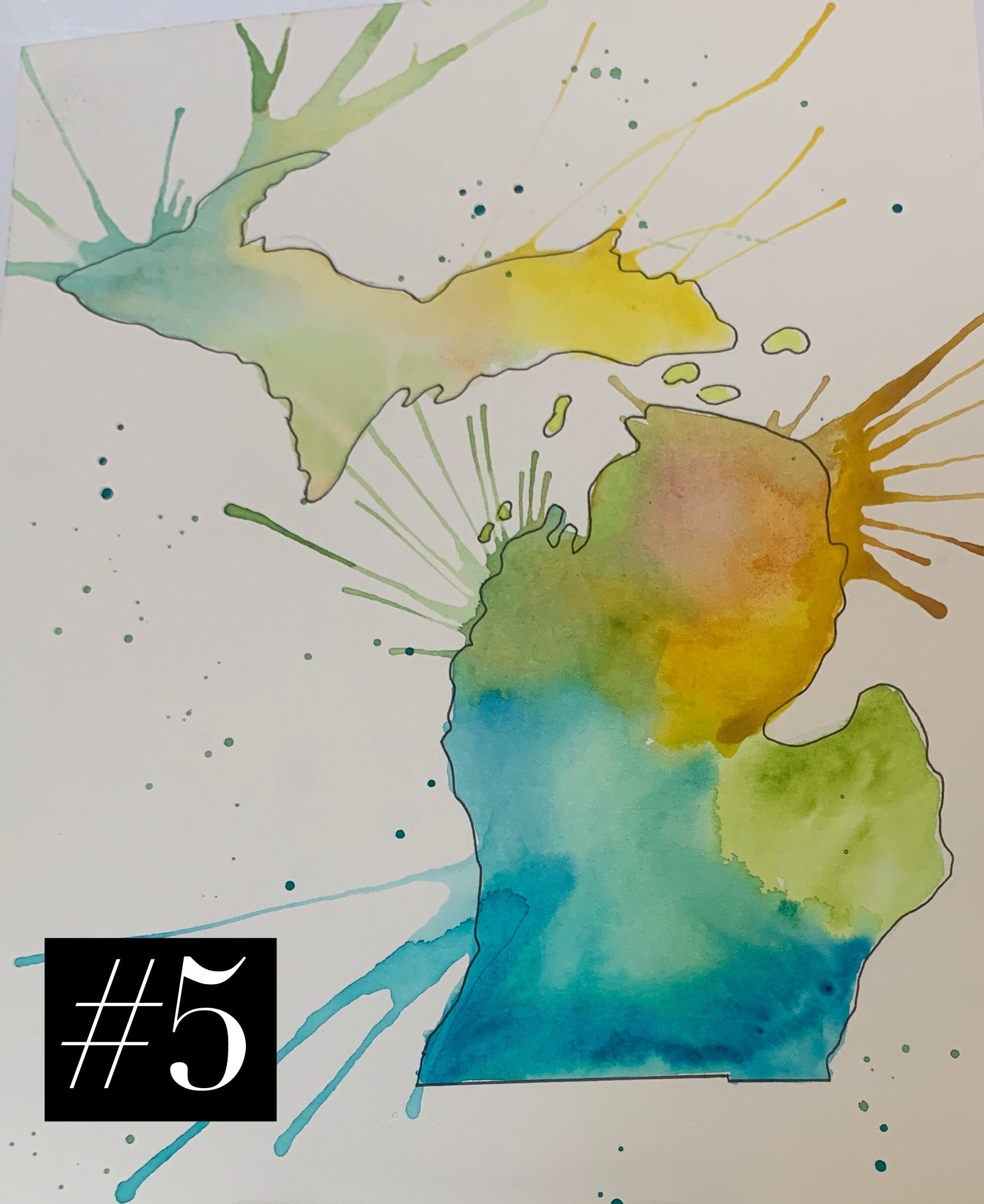 Michigan Map Watercolor Michigan Map Free Form Michigan Map - Etsy