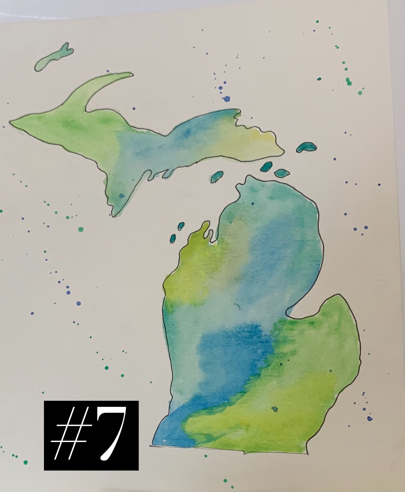 Michigan Map Watercolor Michigan Map Free Form Michigan Map - Etsy