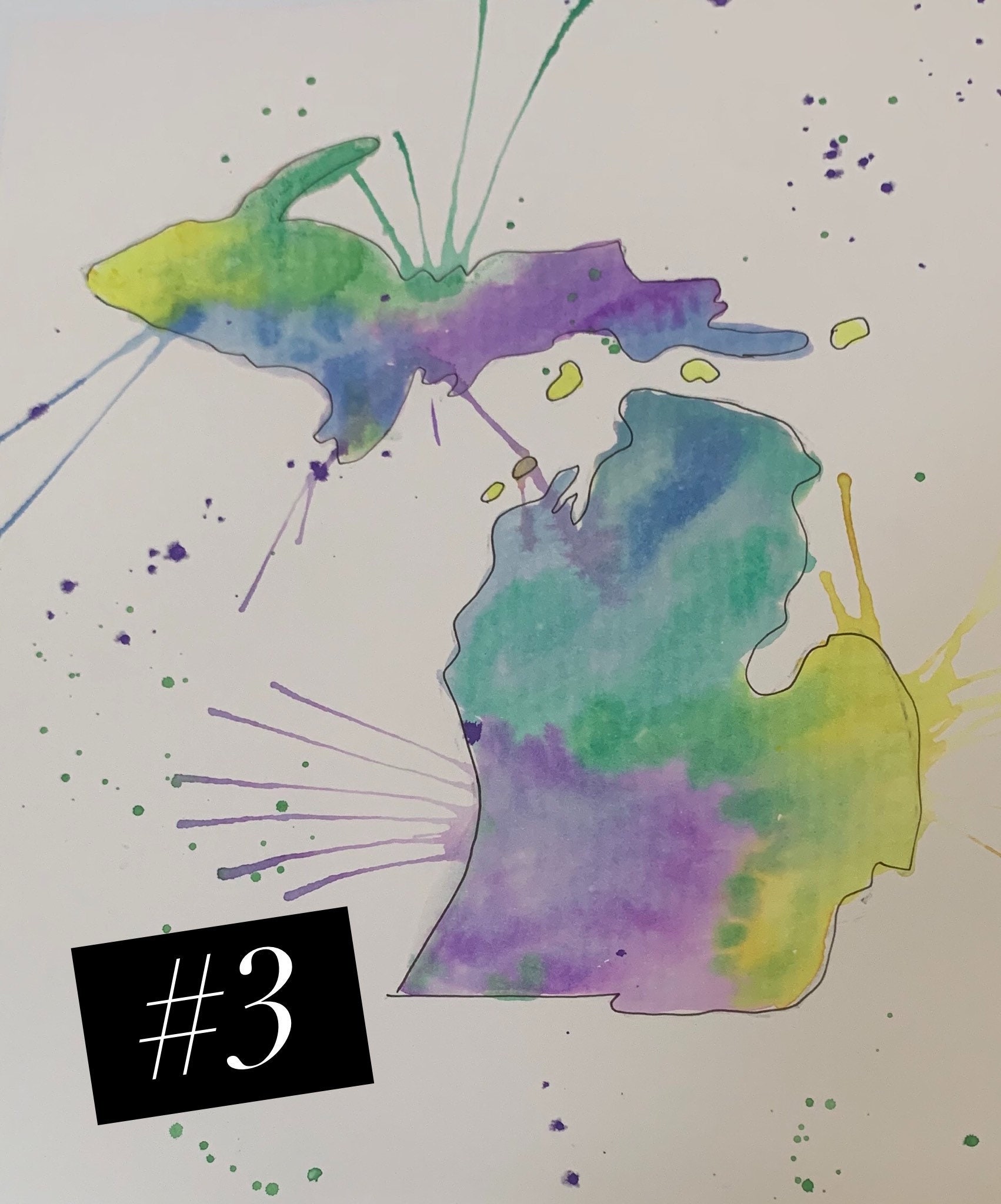 Michigan Map Watercolor Michigan Map Free Form Michigan Map - Etsy