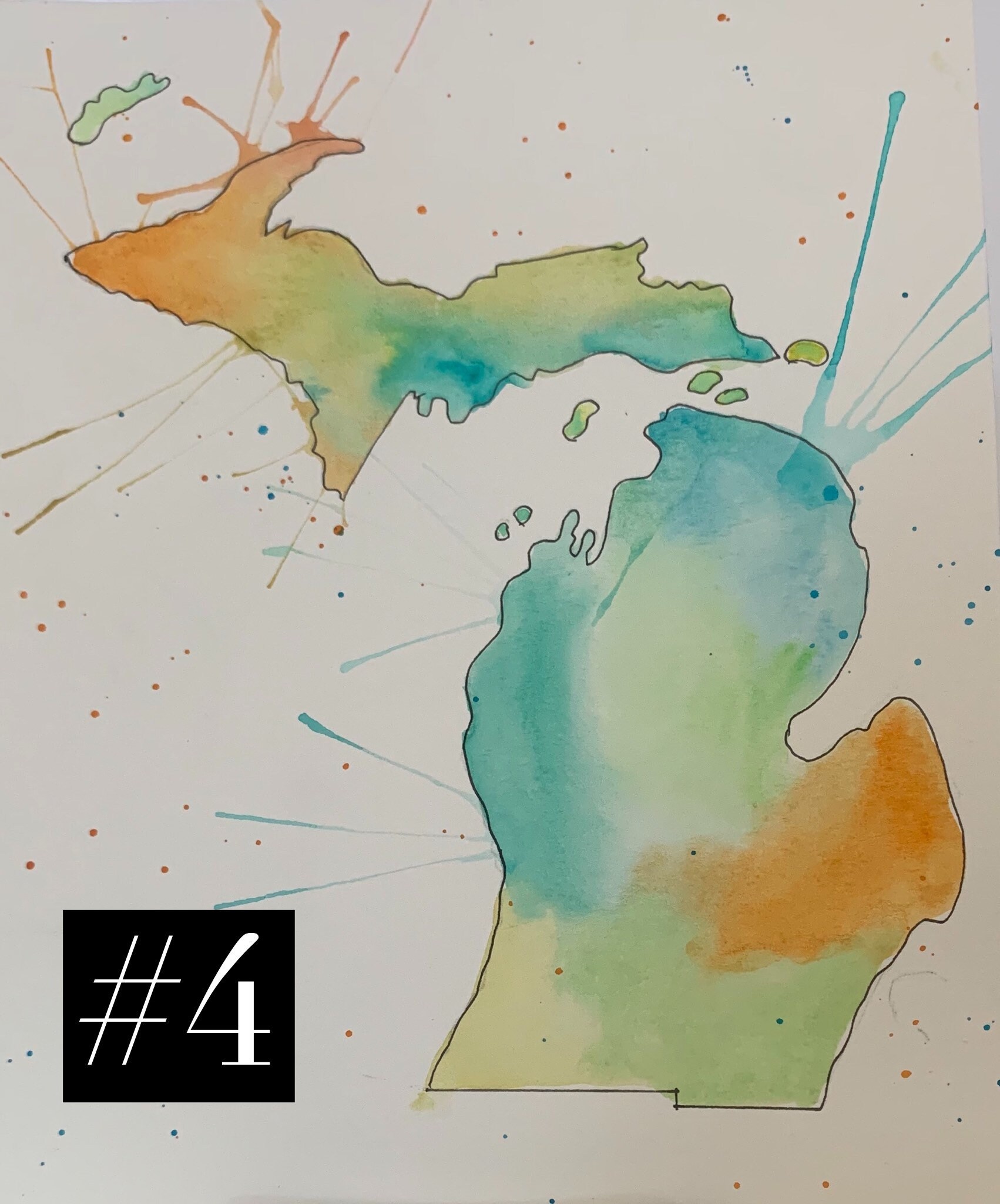 Michigan Map Watercolor Michigan Map Free Form Michigan Map - Etsy