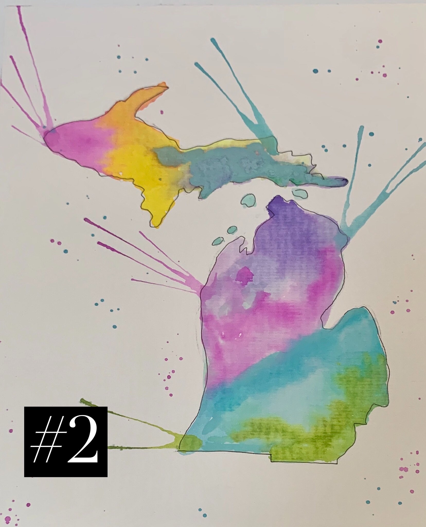 Michigan Map, Watercolor Michigan Map, Free Form Michigan Map, Original ...