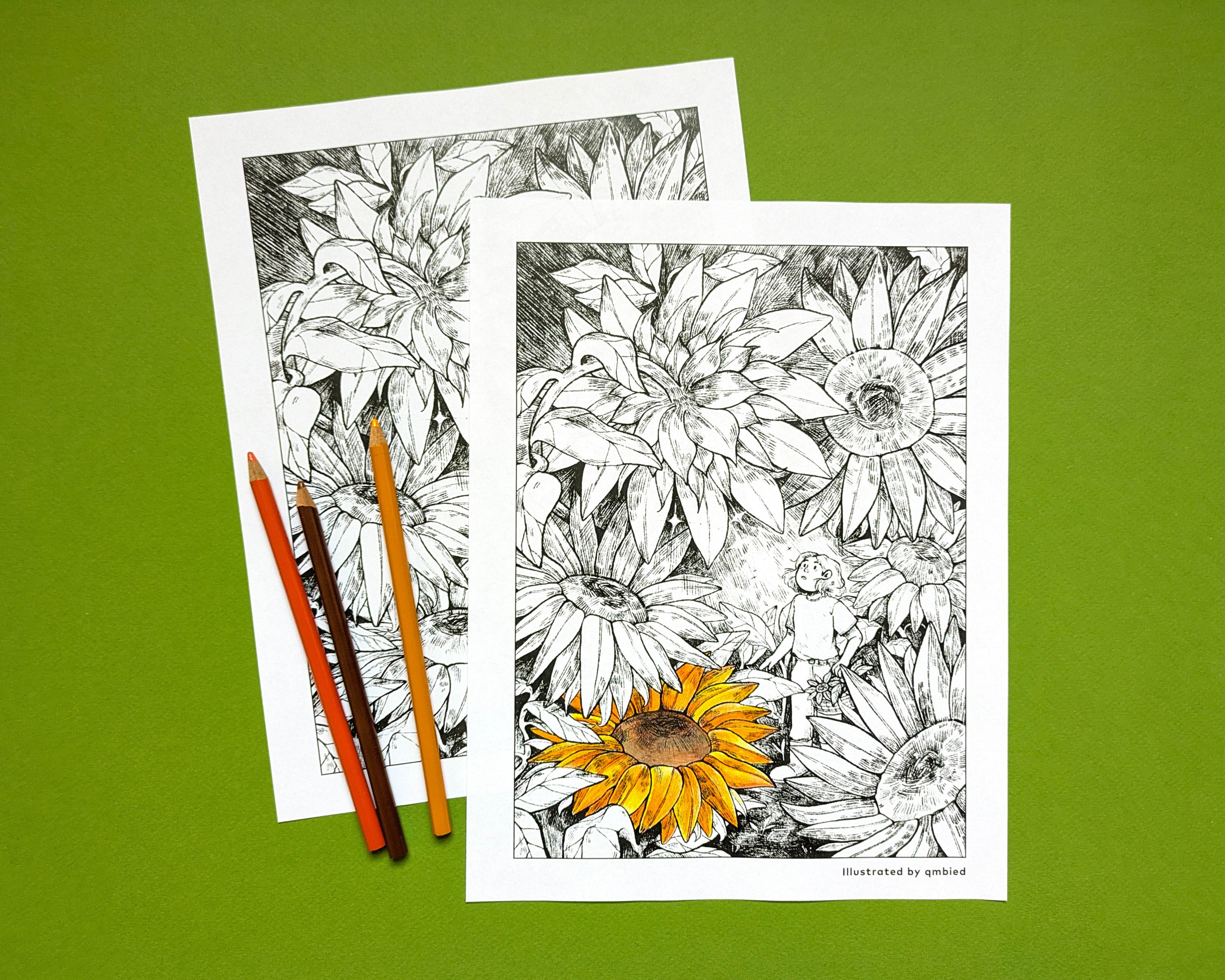 Sunflowers - Coloring Sheet - Etsy