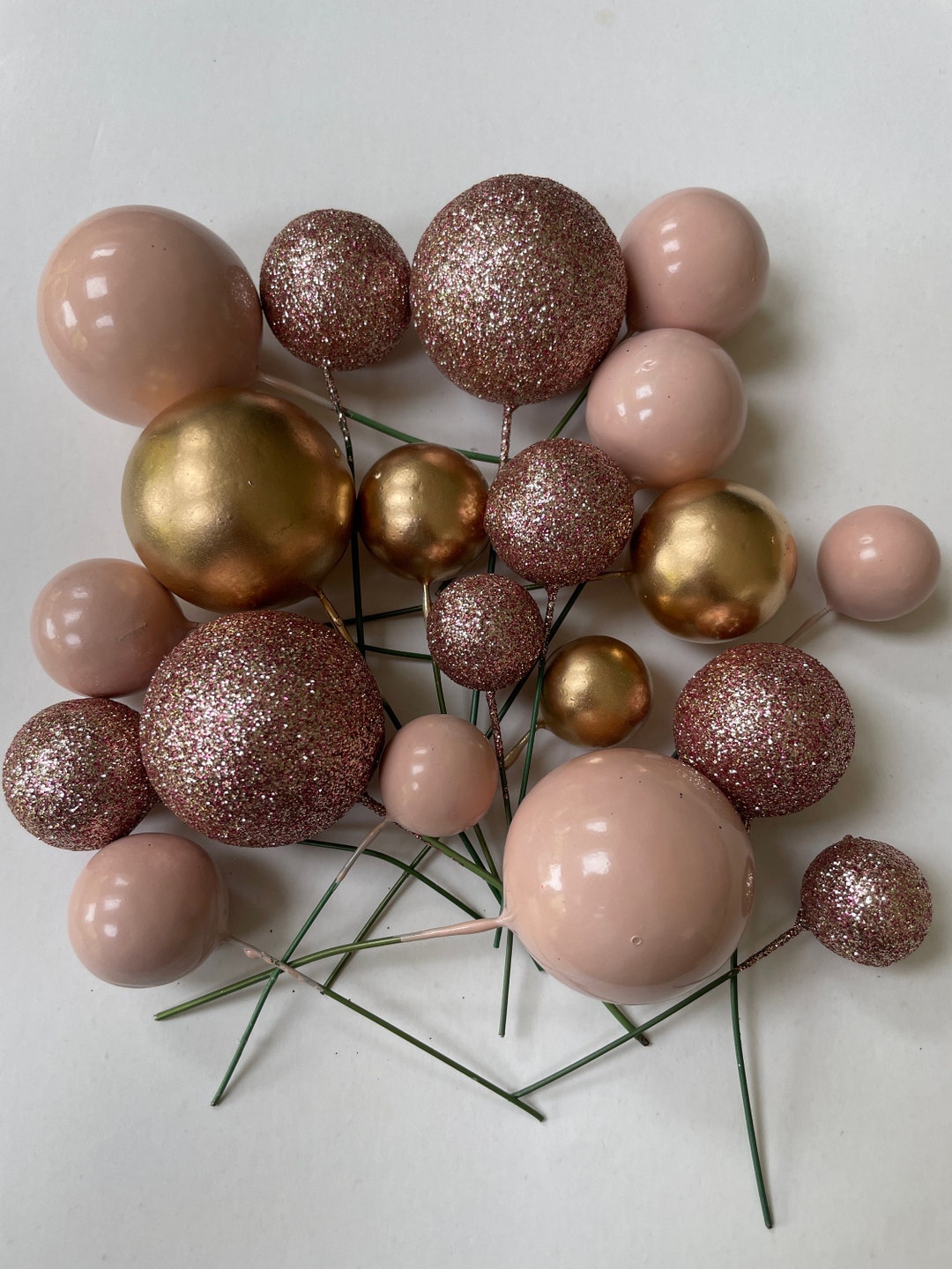 Cake Ball Toppers, Rose Gold Cake Decorations 20 Pcs - Etsy
