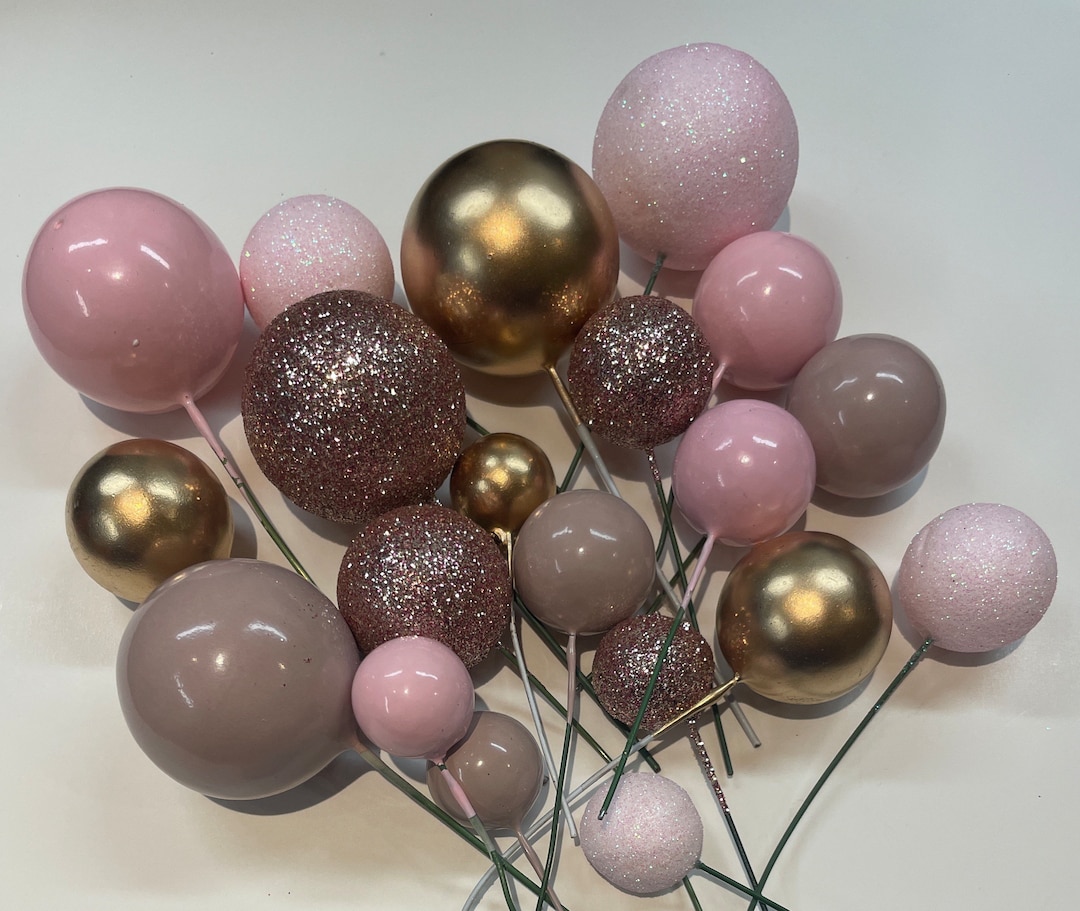 Cake Ball Toppers, Rose Gold Cake Decorations 20 Pcs - Etsy UK