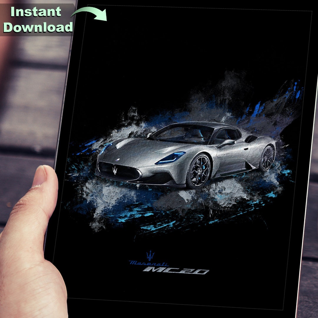 Maserati MC20, Portrait + Landscape, Oil Painting Effect, Textured ...