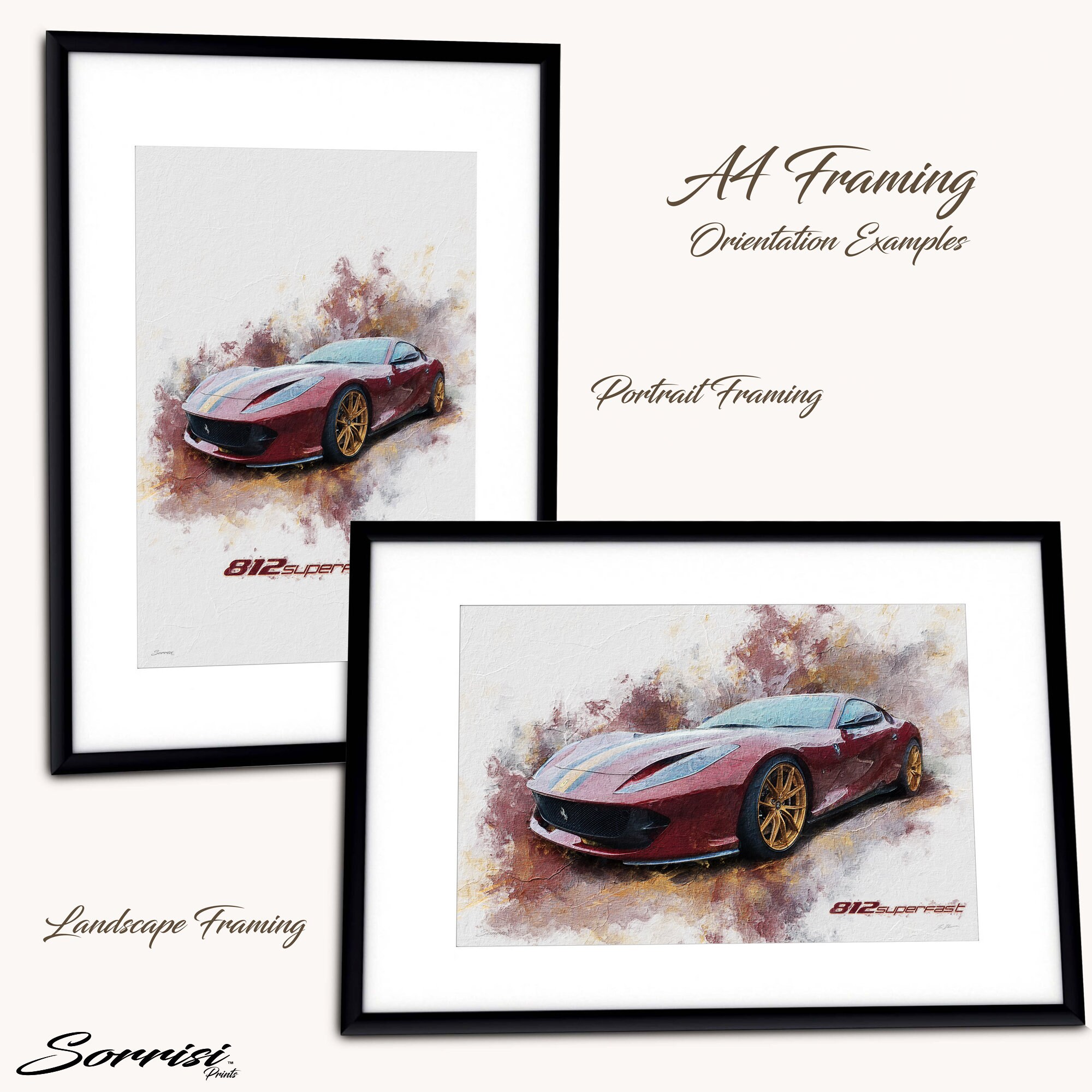 Ferrari 812 Superfast V12 Portrait & Landscape Oil Painting - Etsy