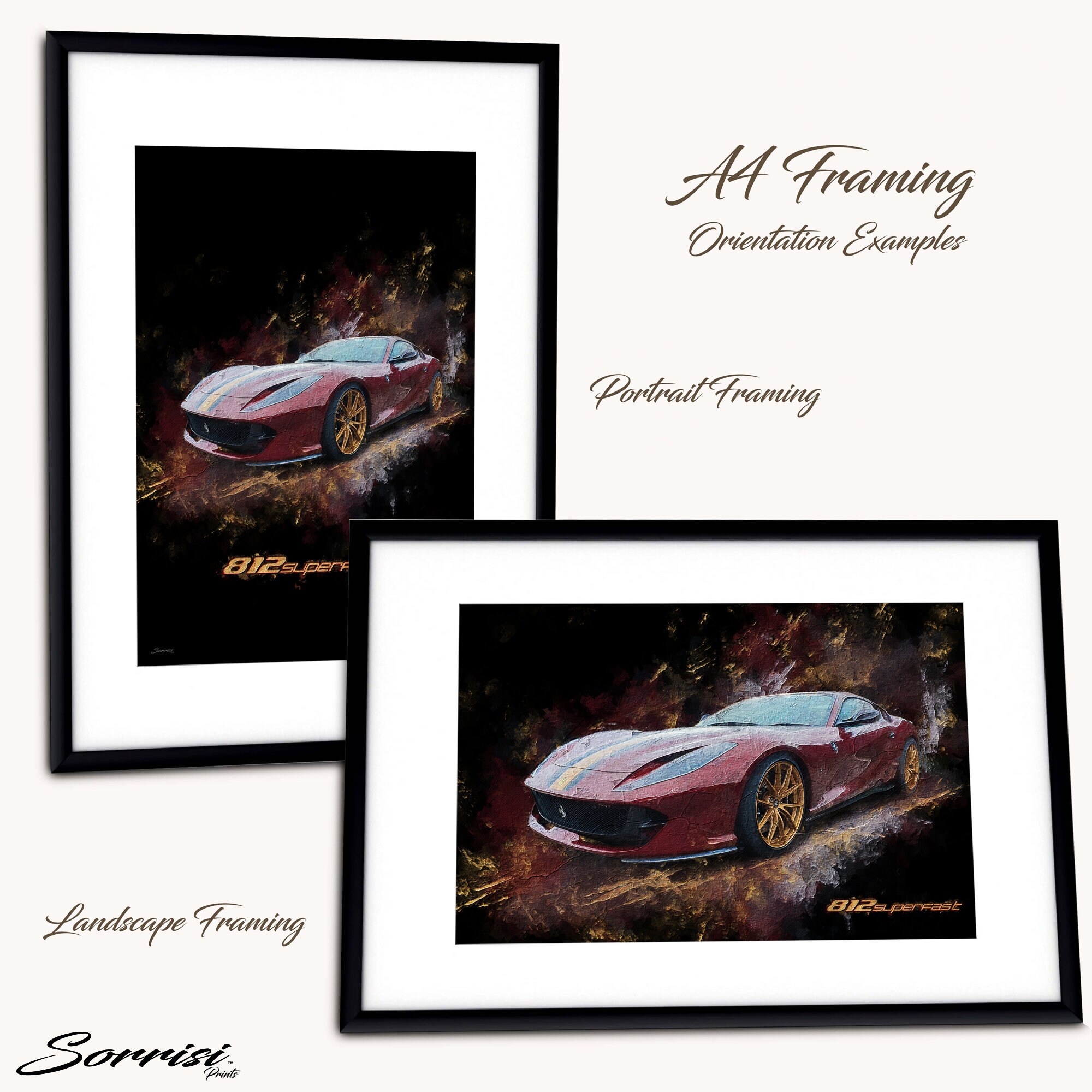 Ferrari 812 Superfast V12 Portrait & Landscape Oil Painting - Etsy