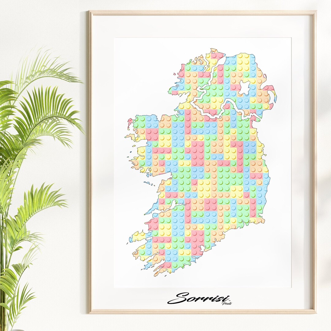 Block Ireland Pastel Map, A4, A3 Print, Poster, Wall Art, Decoration ...