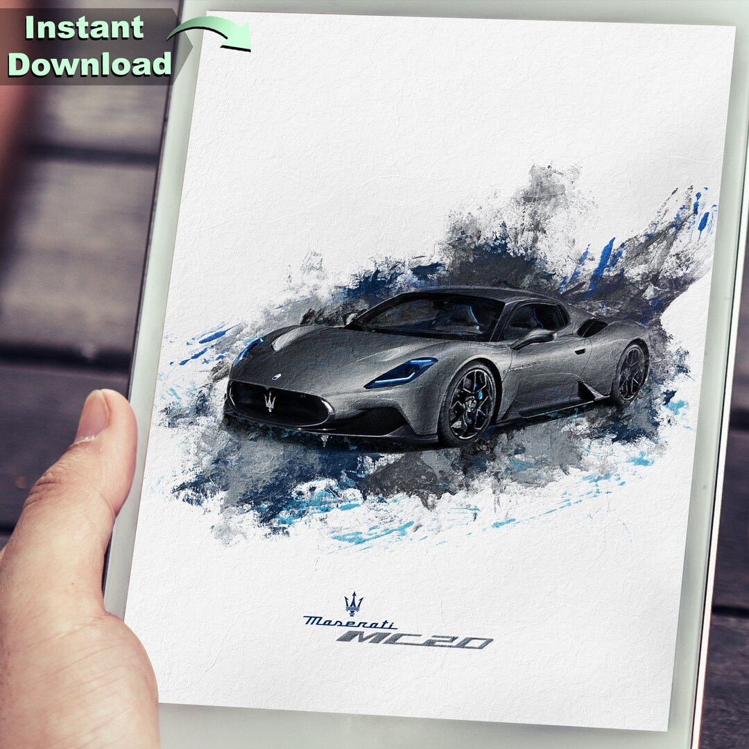 Maserati MC20, Portrait + Landscape, Oil Painting Effect, Textured ...