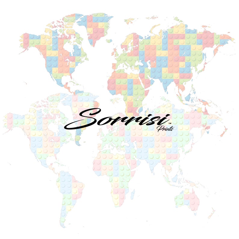 Block World Map Premium SVG Print Ready Poster Wall Art - Etsy UK