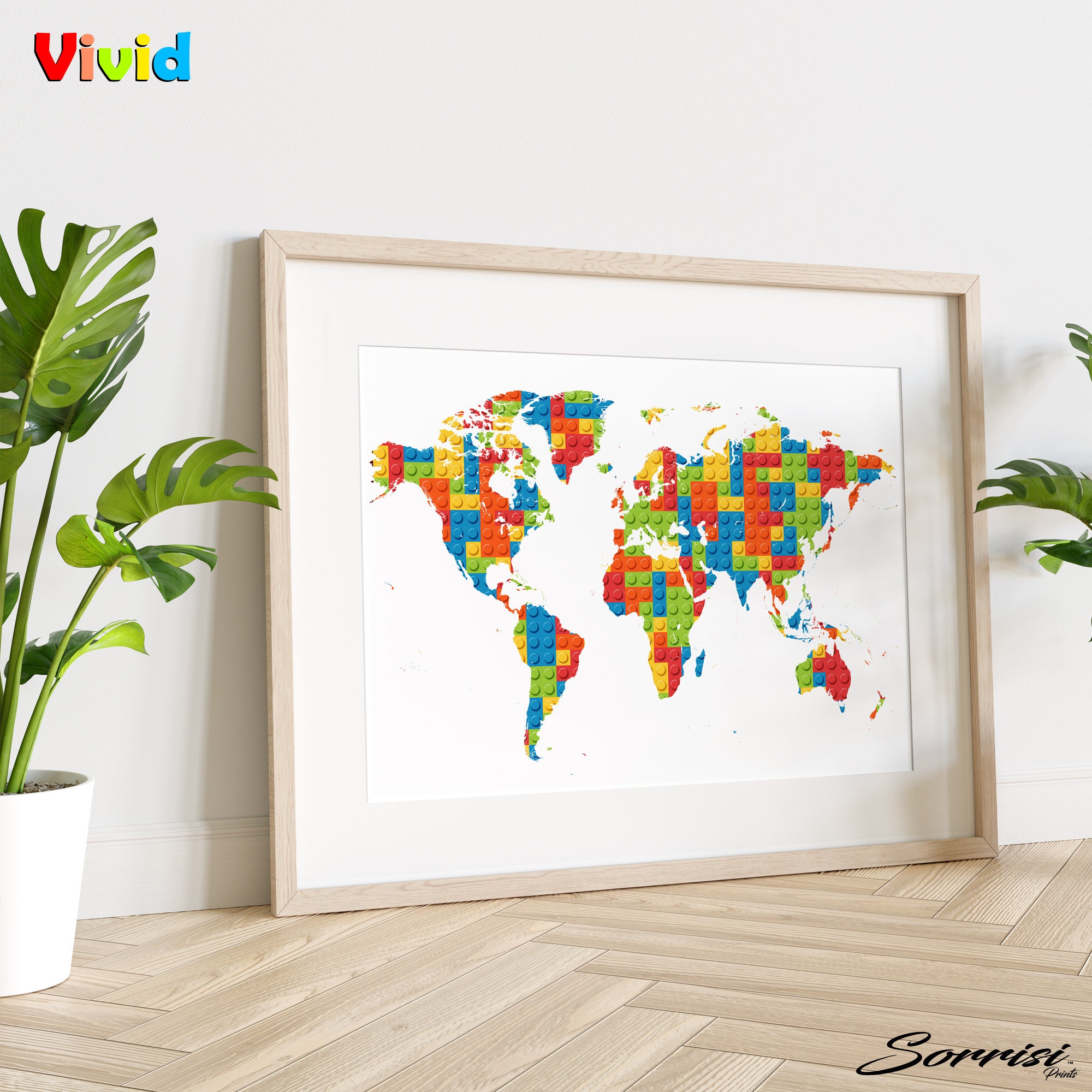 Block World Map Premium SVG Print Ready Poster Wall Art - Etsy UK