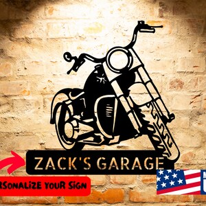 MOTORCYCLE WALL ART Monogram Steel Sign Garage Wall Hanging Decor ...