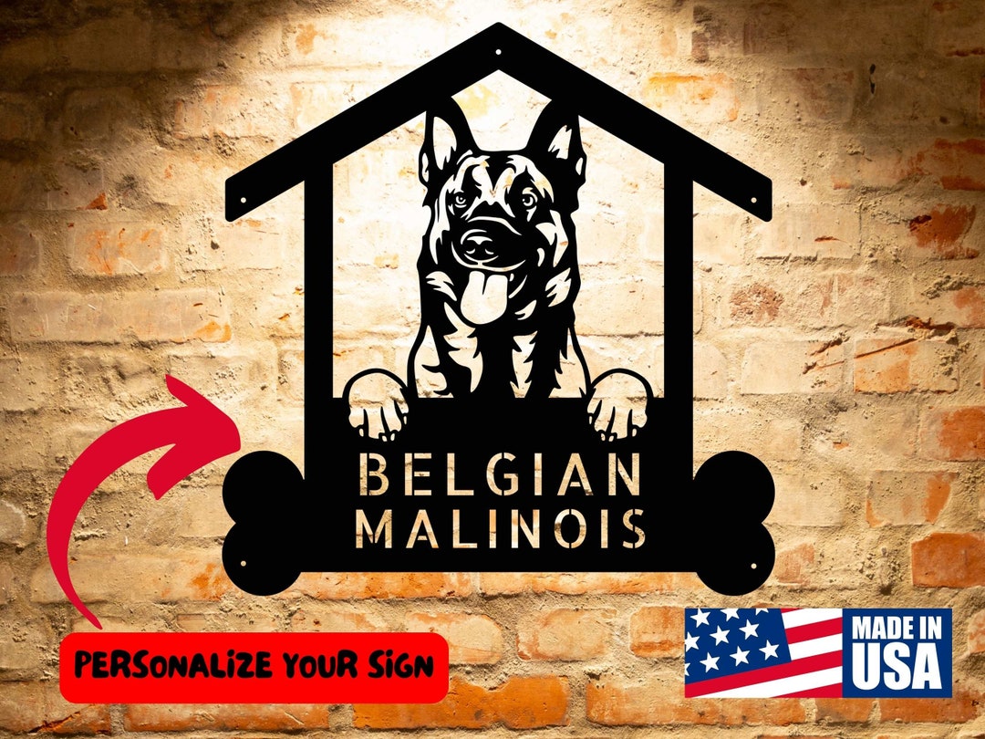 Custom Belgian Malinois Dog Sign, Personalized Welcome Sign for Belgian ...
