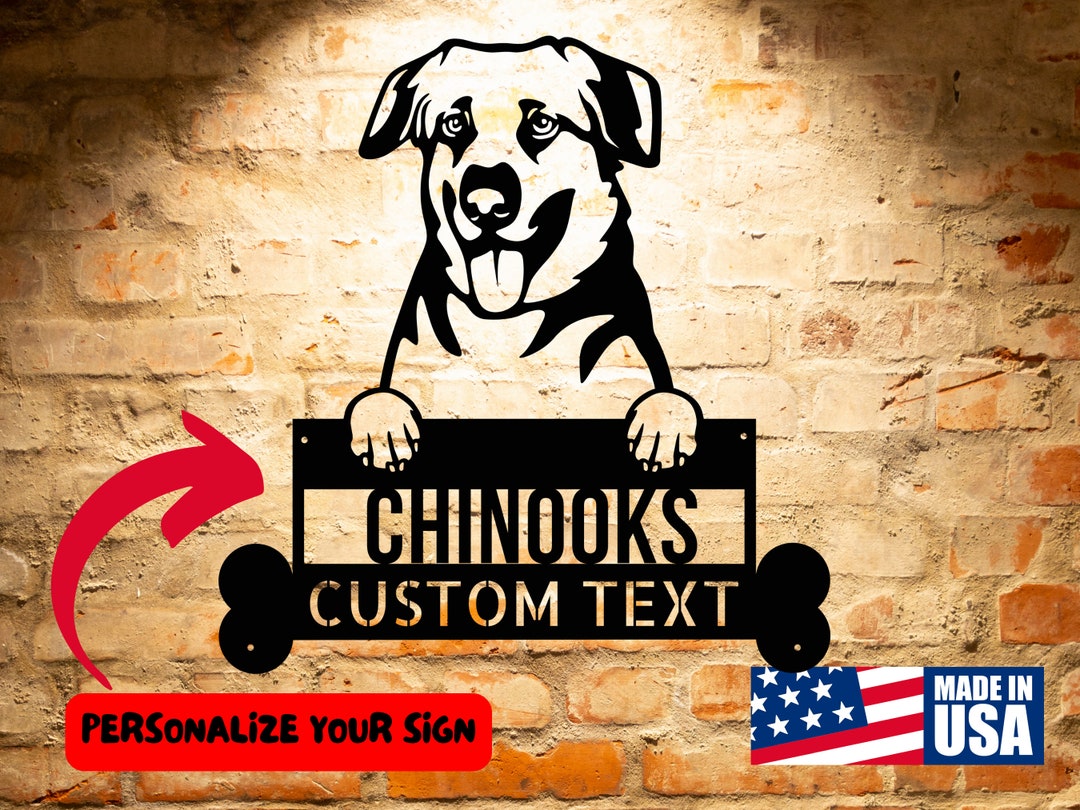Chinook Dog Name Sign, Personalized Dog Wall Art Home Decor ...
