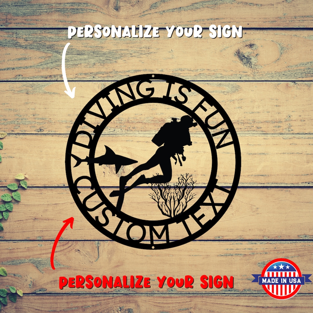 Personalized Scuba Diving Sign Custom Steel Beach House Sign Scuba ...
