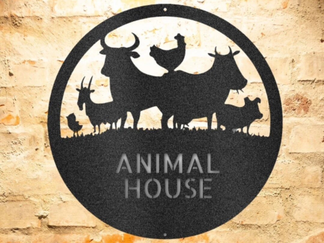 Farm Animals House Monogram Steel Sign: Custom Family Name - Etsy