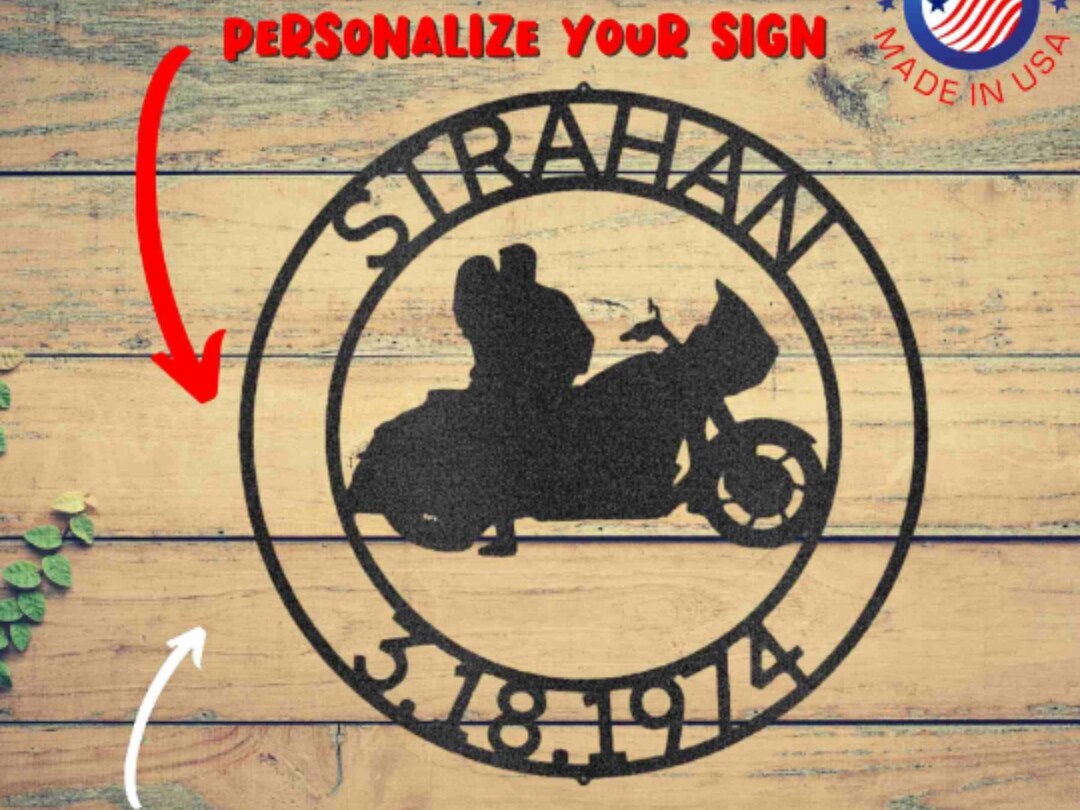Personalized Motorcycle Sign Monogram Steel Sign Custom Wedding Gift ...