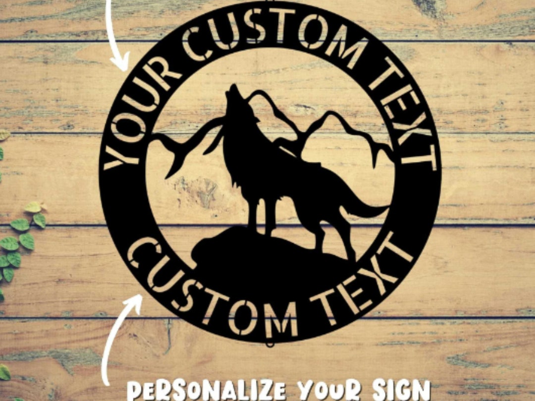 HOWLING WOLF SIGN Monogram Steel Sign Personalized Howling Wolves ...