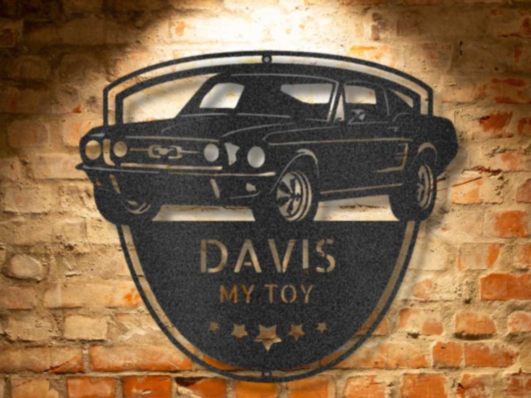 Mustang Monogram Steel Sign: Custom Garage Decor, Classic Car Art - Etsy