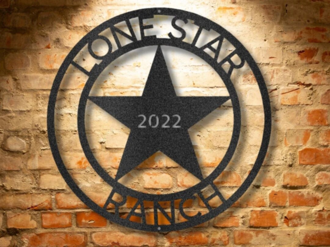 Texas Star Sign Monogram Steel Décor Custom Texas Star With Established ...